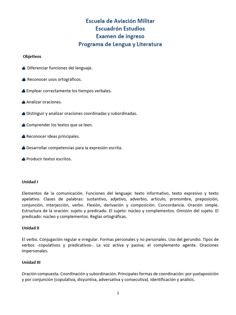 Programa Lengua y Literatura Ingreso 2022 | PDF | Oración (Lingüística) | Verbo