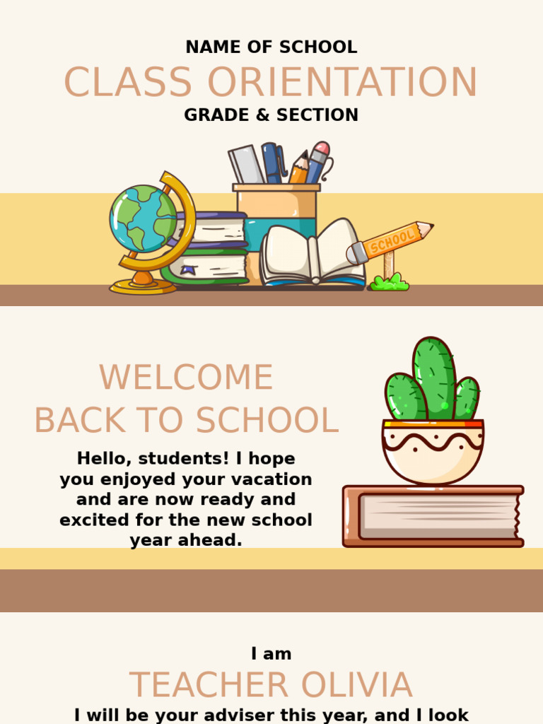 Class Orientation Educational Presentation in Brown and Yellow Pastel | PDF