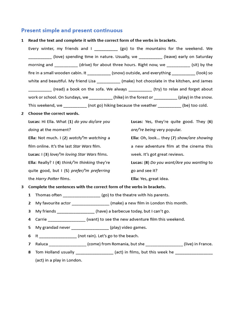Verb Forms in Present Tenses | PDF
