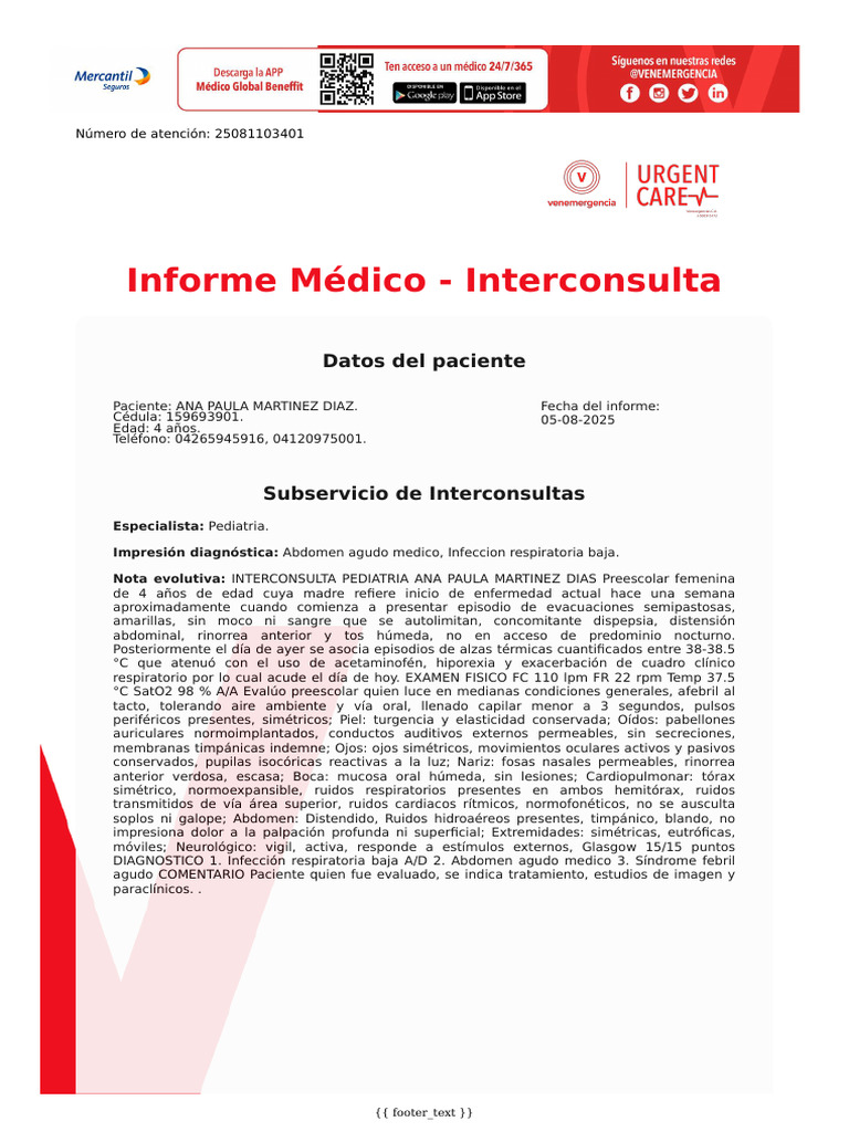 Informe Medico Interconsulta 159693901 25081103401 05 08 2025 | PDF ...