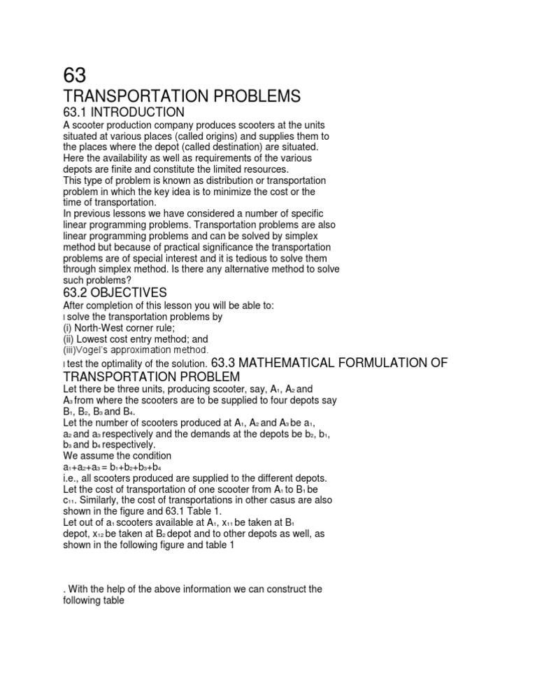 Solving Transportation Problems in Logistics | PDF | Teaching Methods & Materials | Technology ...