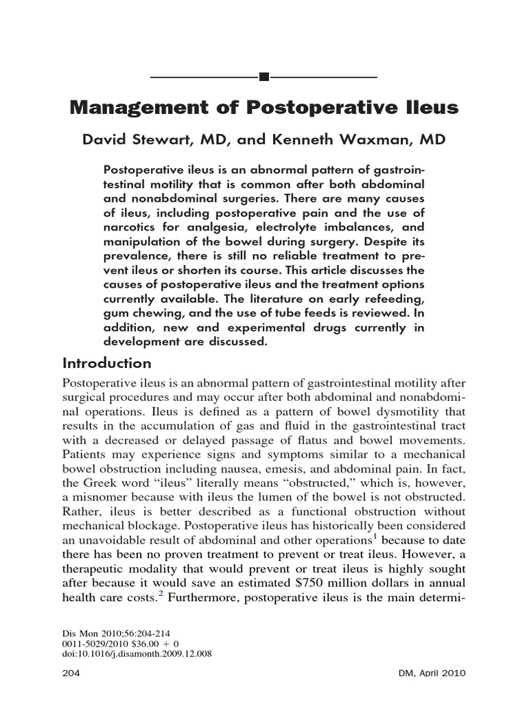 Management of Postoperative Ileus | PDF | Analgesic | Medical Specialties