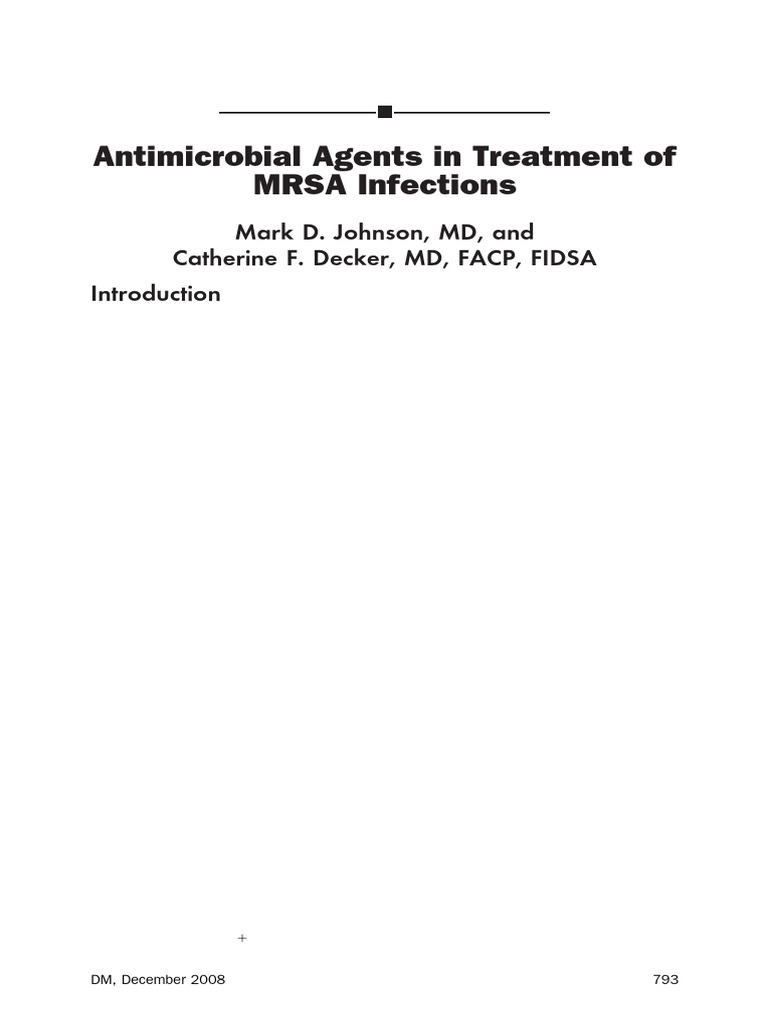 Antimicrobial Agents in Treatment of MRSA Infections | PDF | Methicillin Resistant ...