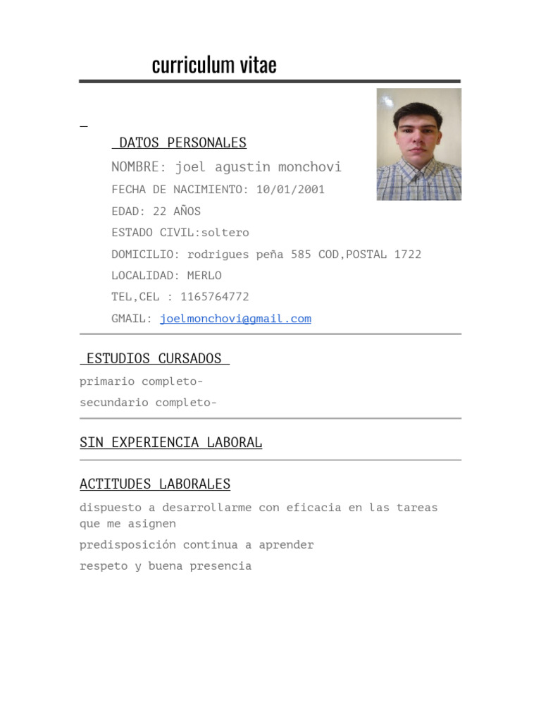 Curriculum Vitae Joel | PDF