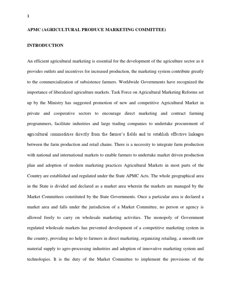 APMC | PDF | Market (Economics) | Agriculture
