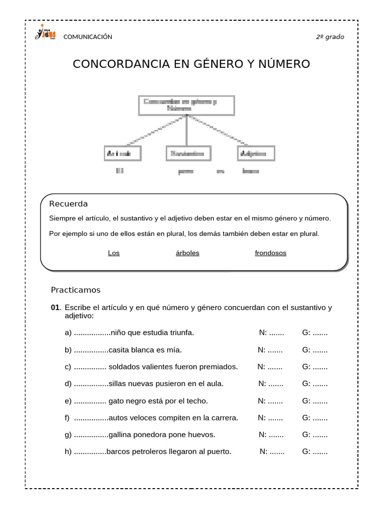 Concordancia Sustantiivo y Adjetivo 2do | PDF | Adjetivo | Sustantivo