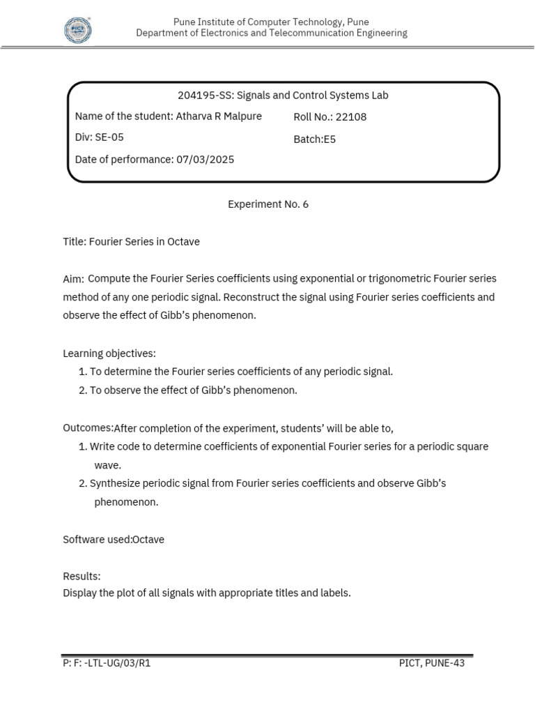 SS Expt 6 FS Lab Manual 24-25.PDF | PDF