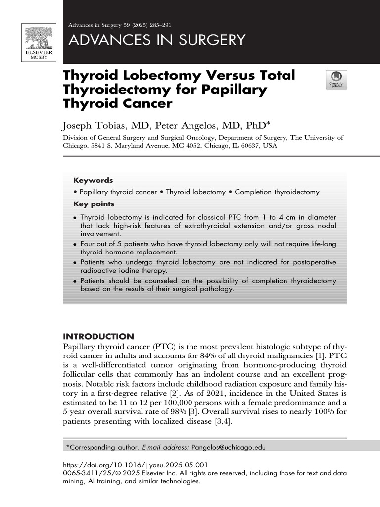 Thyroid Lobectomy Versus Total | PDF | Metastasis | Thyroid