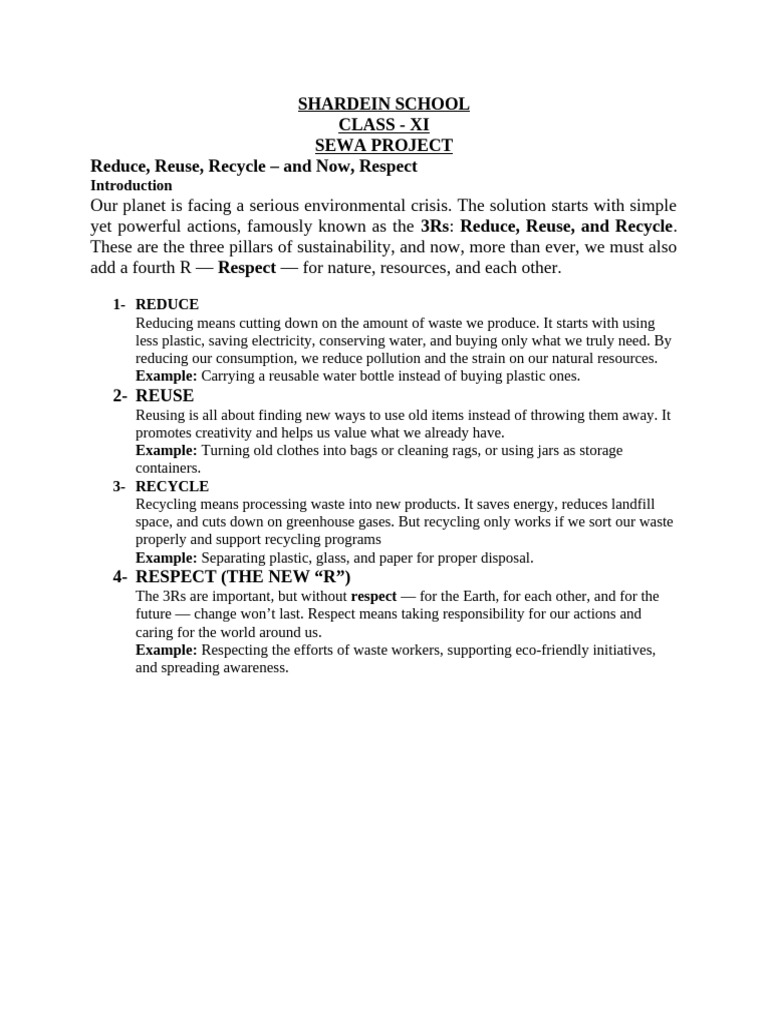 SEWA PROJECT CLASS 11 | PDF