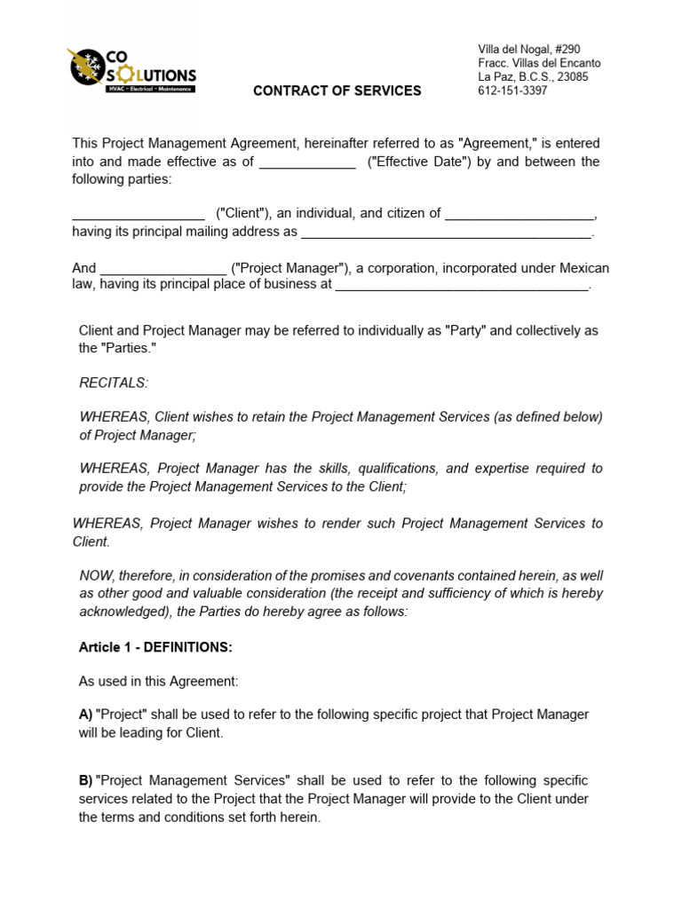 Project Management Services Agreement | PDF | Indemnity | Trade Secret