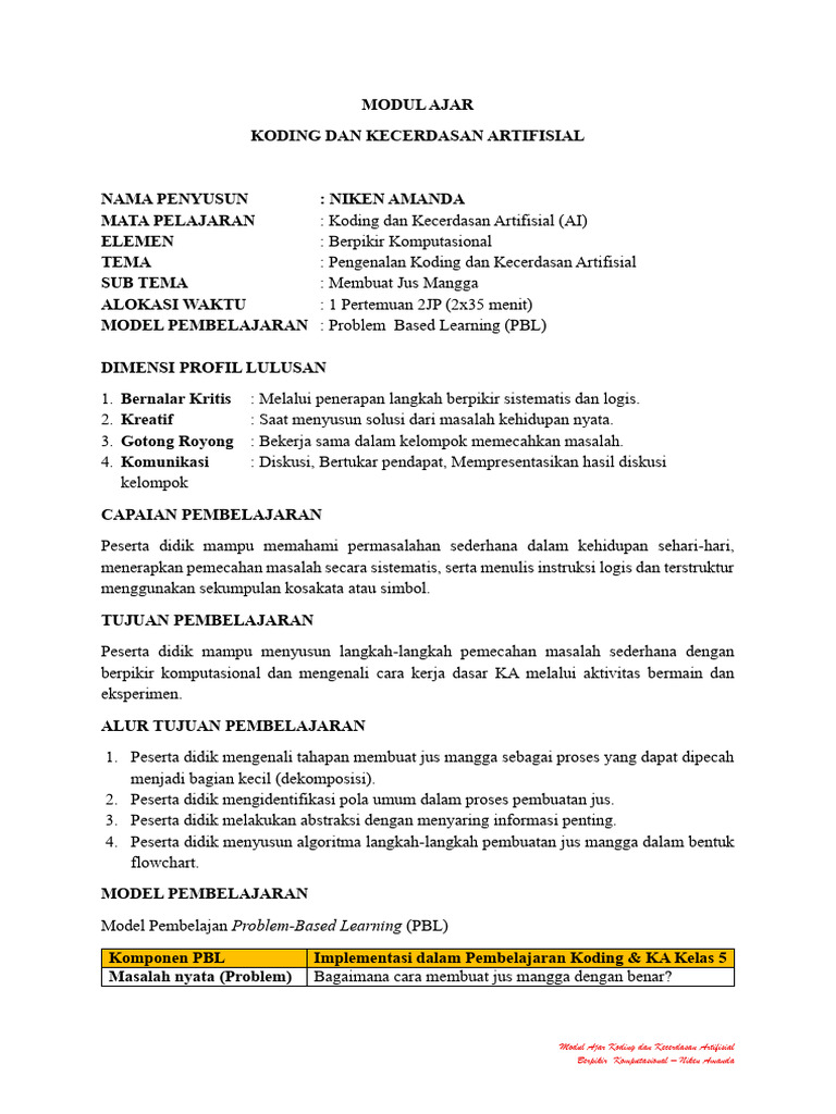Modul Ajar Ojt Kka - Niken Amanda | PDF