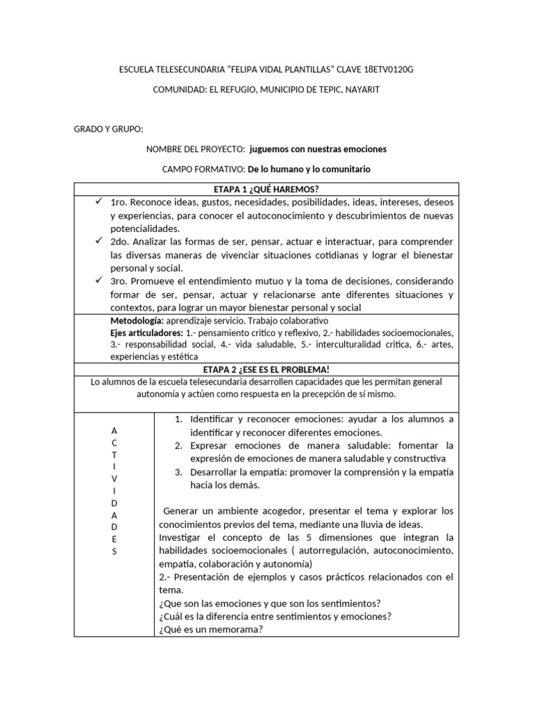 Proyecto Ruleta y Memorama de Emociones 2 | PDF | Las emociones | Empatía