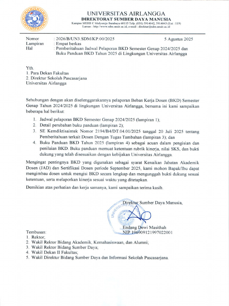 2026 Pemberitahuan Jadwal Pelaporan BKD Semester Genap 20242025 Dan Buku Panduan BKD Tahun 2025 ...