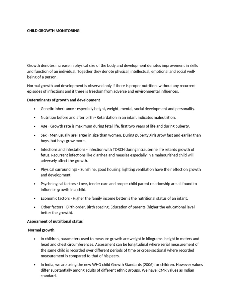Child Growth Monitoring Guidelines | PDF