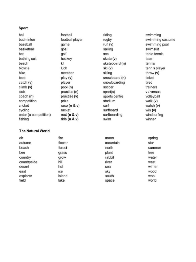 Vocabulary A2 | PDF