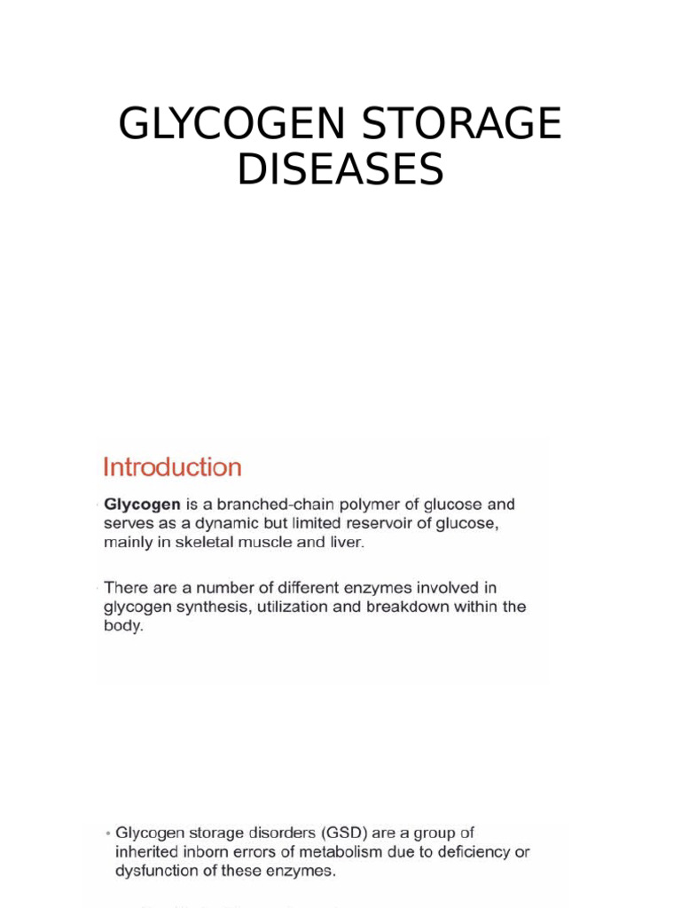 Overview of Glycogen Storage Diseases | PDF