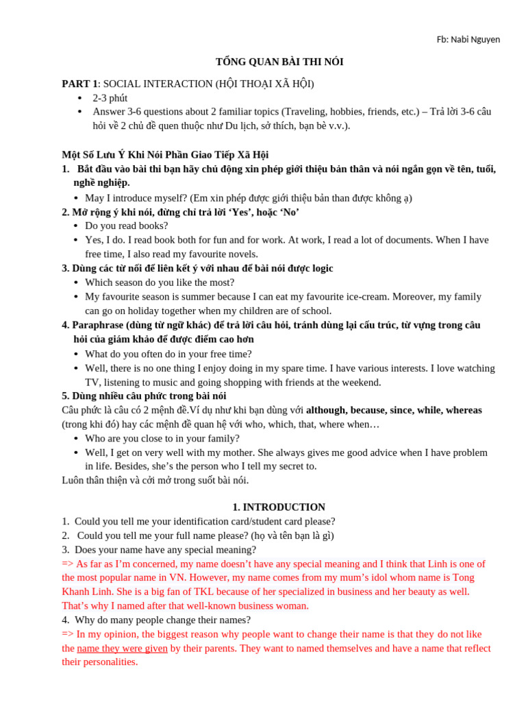 Cẩm Nang Ôn Thi Speaking b1 Vstep Rut Gon | PDF | Clothing | Dress