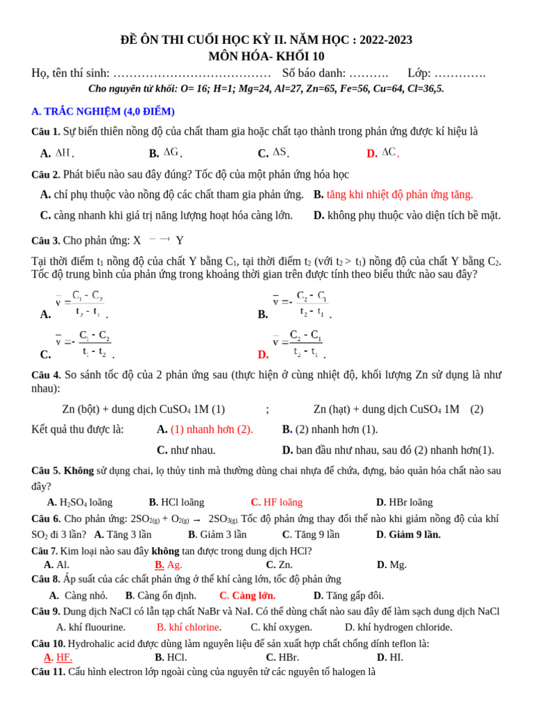 23 - 24. de Cuong Hoa 10 - HKII - THPT Nguyễn Bỉnh Khiêm - TPHCM ...