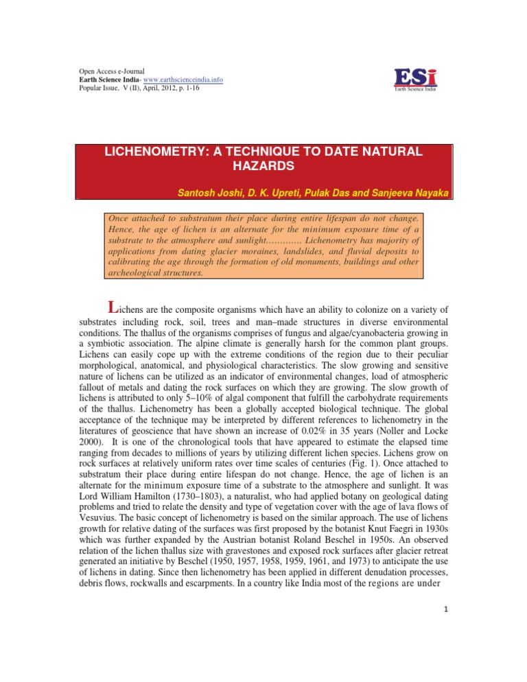 Lichenometry in India | PDF | Earth Sciences | Nature