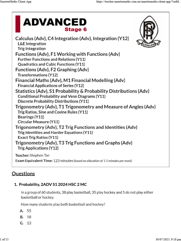 ADV Trials Formative Test Questions | PDF