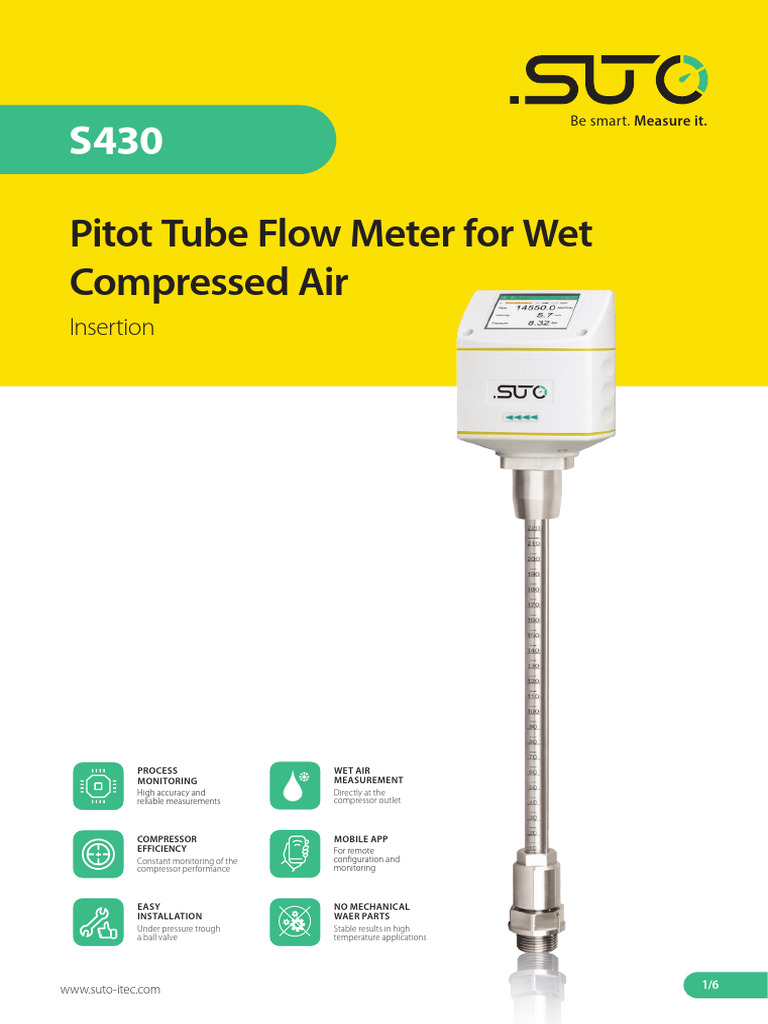 S430 Pitot Tube Flow Sensor For Wet Compressed Air - Insertion | PDF ...