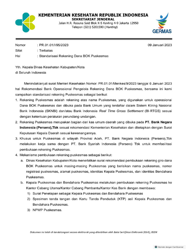 Surat_Dinas_Setjen_Standarisasi_Rekening_FIX3 | PDF