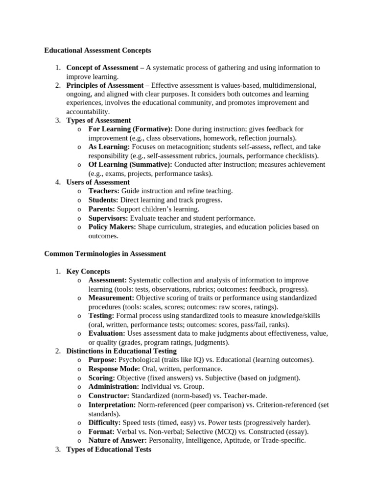 Key Concepts in Educational Assessment | PDF | Educational Assessment ...