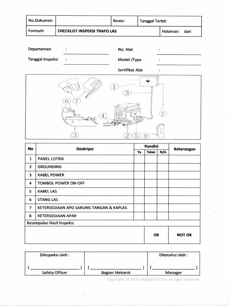 Checklist Mesin Las Trafo | PDF