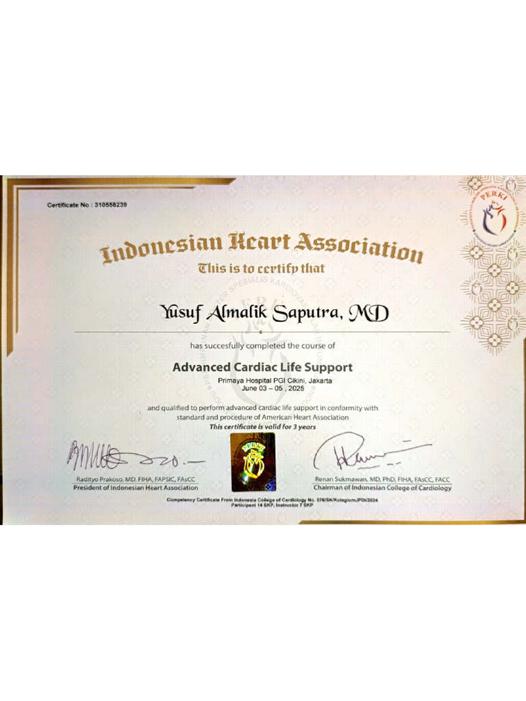 ACLS PERKI JAYA - Primaya Hospital PGI Cikini - 2025, 3-5 Mei - Yusuf ...