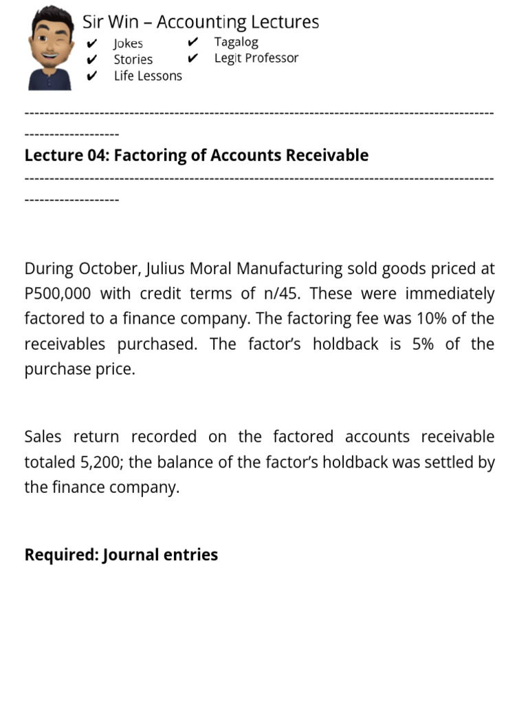 Factoring Accounts Receivable Explained | PDF