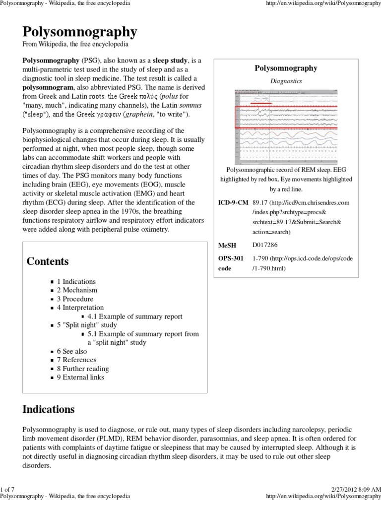 Polysomnography - Wikipedia, The Free Encyclopedia | PDF ...
