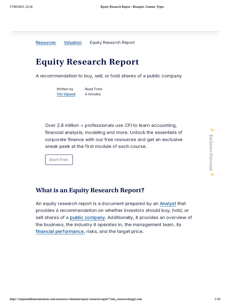Equity Research Report - Example, Content, Types | PDF | Securities ...