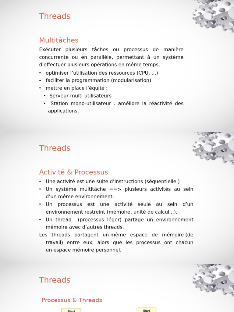 JAVA Avance 3GI Thread | PDF | Thread (informatique) | Java (Langage de programmation)