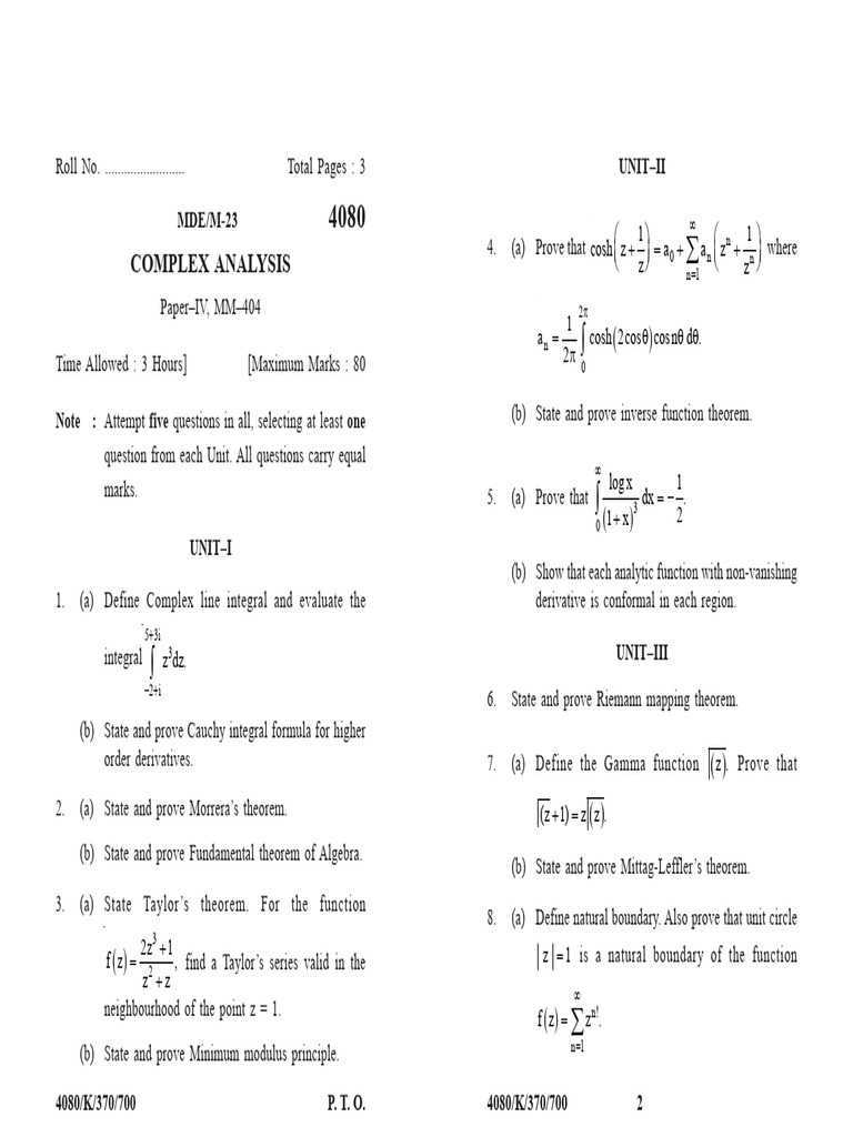 Complex Analysis Theorems and Proofs | PDF | Function (Mathematics ...
