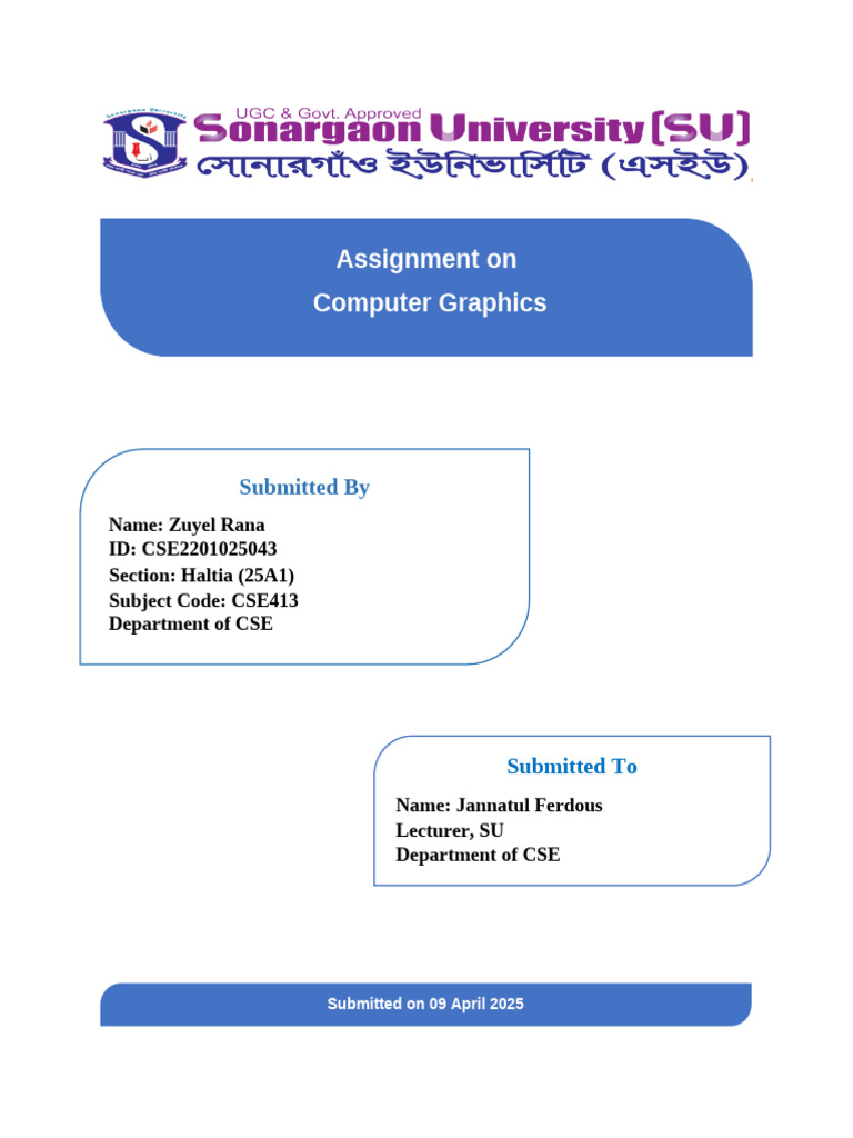 Computer Graphics Assignment CSE413 | PDF