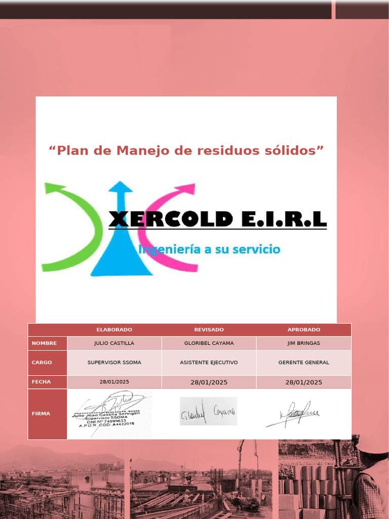 XER-SST-PL- 003 Plan de Manejo de Residuos Sólidos | PDF | Residuos | Residuos peligrosos