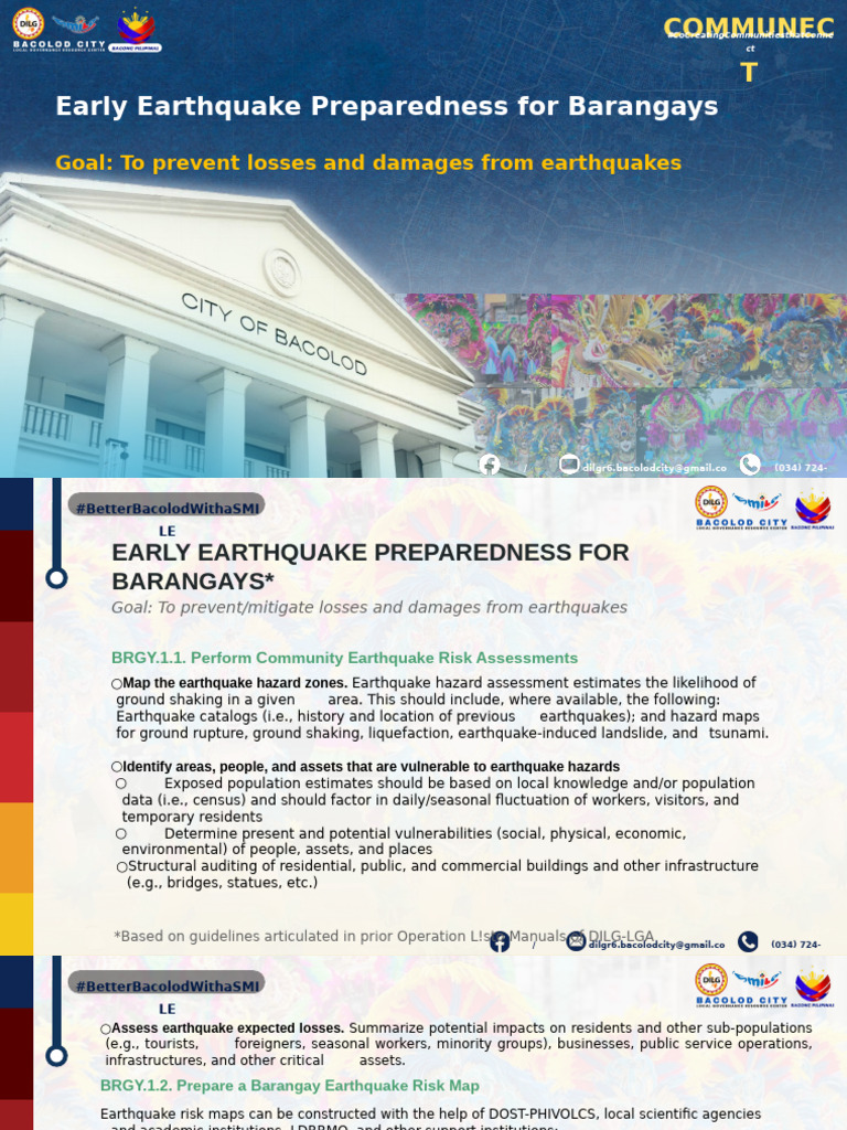 Barangay Earthquake Preparedness Guide | PDF | Emergency Management | Wash