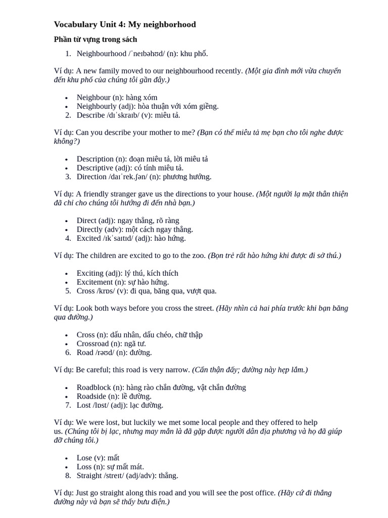 Unit 4 Vocabulary | PDF