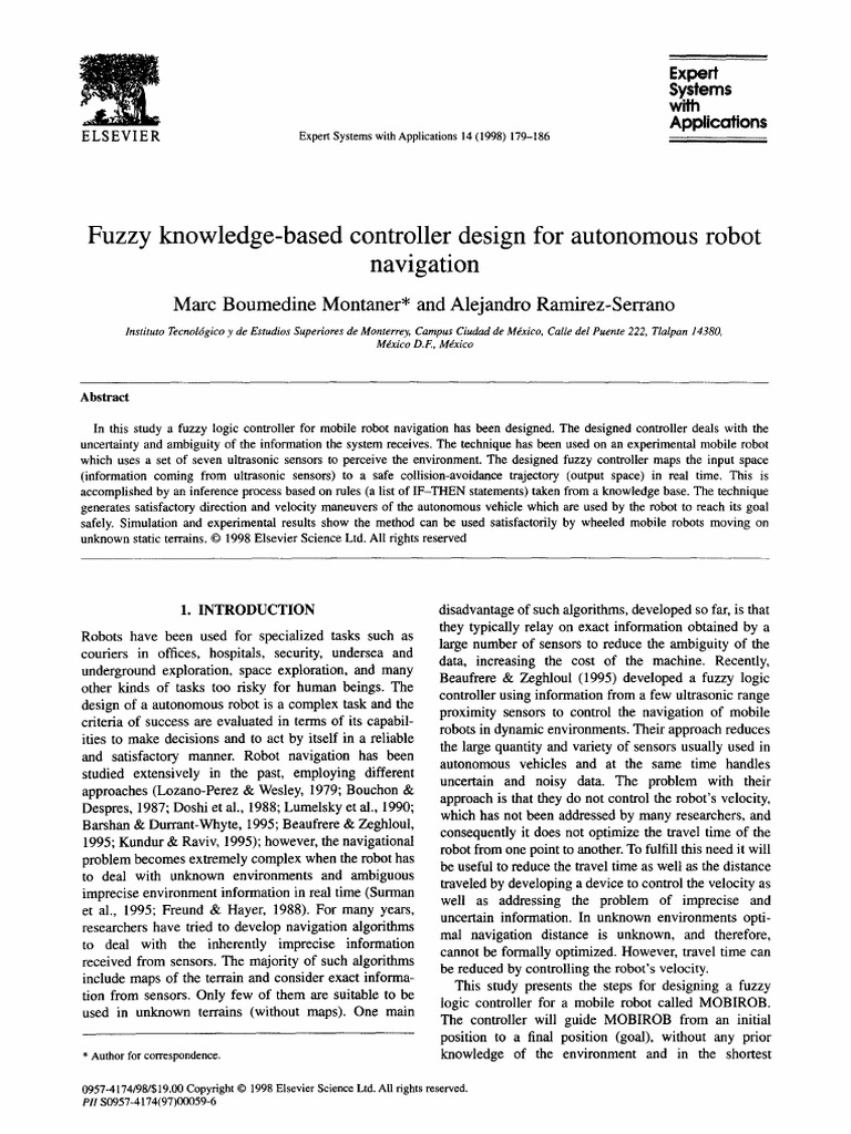 Fuzzy Logic for Robot Navigation | PDF | Robot | Robotics