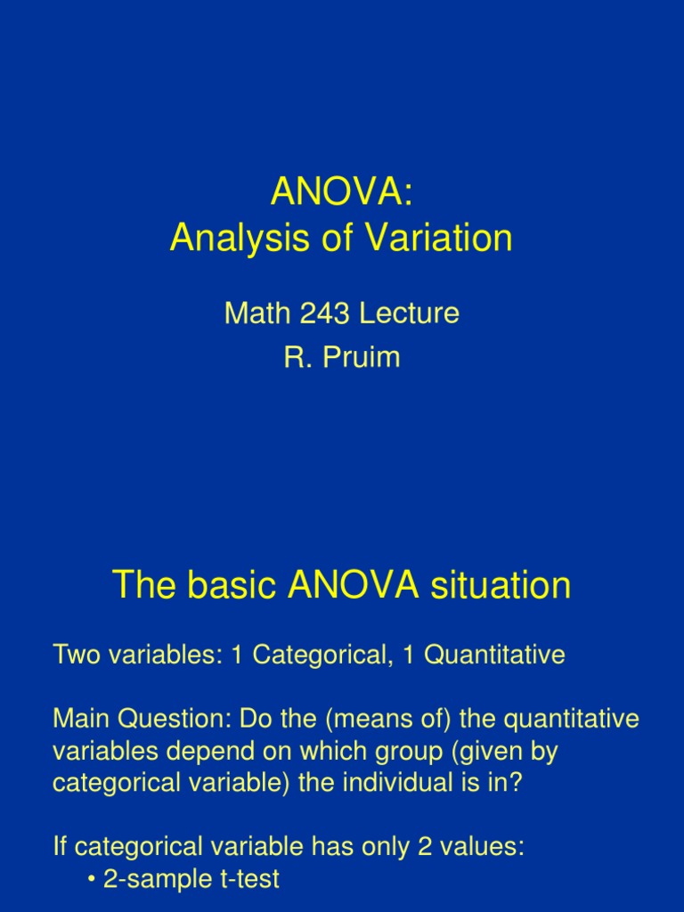Understanding ANOVA: Key Concepts and Examples | PDF | Teaching Methods & Materials | Wellness