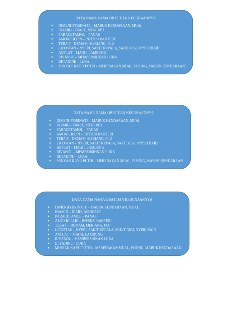 Daftar Obat dan Kegunaannya | PDF