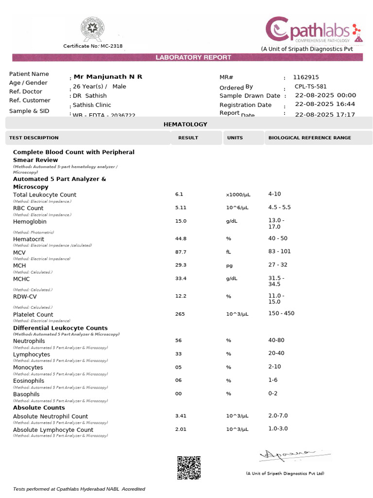 Test Reports 2 1 1 Removed | PDF | Clinical Pathology | Medicine