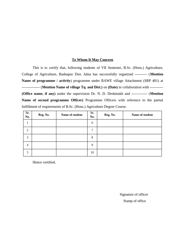 Student Program Certification Document | PDF