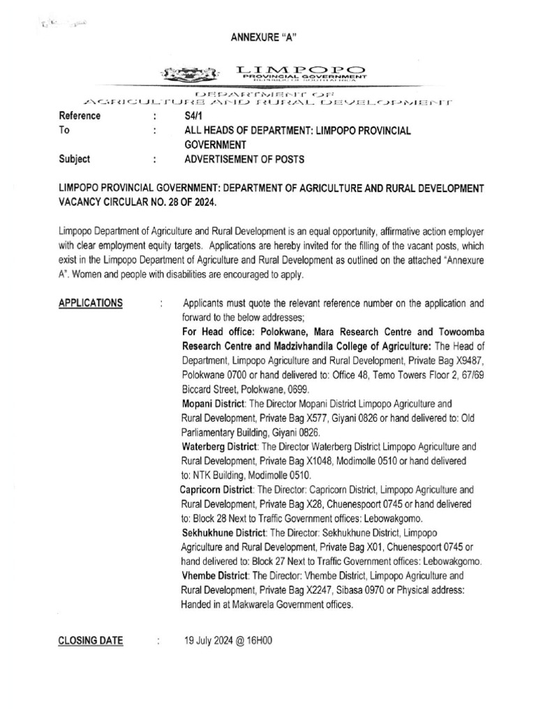 Departmental CirculaR No 28 of 2024 Advertisement of Posts | PDF
