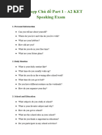 Ket Speaking Questions 2023 Practice 1 Cambridge | PDF