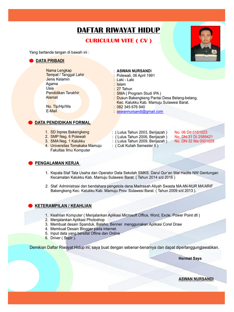 CV Aswan Nursandi: Data Pribadi & Keahlian | PDF