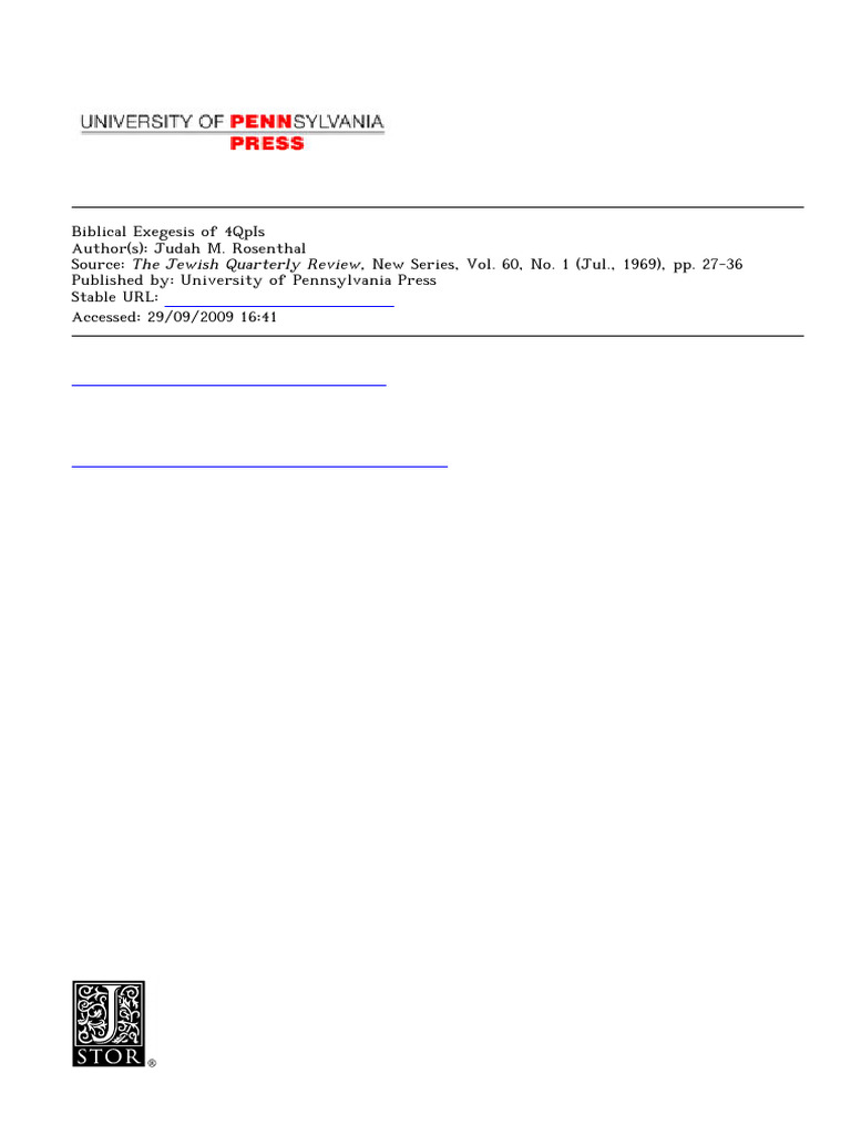 Exegesis of 4QpIs: Insights and Analysis | PDF | Jews And Judaism