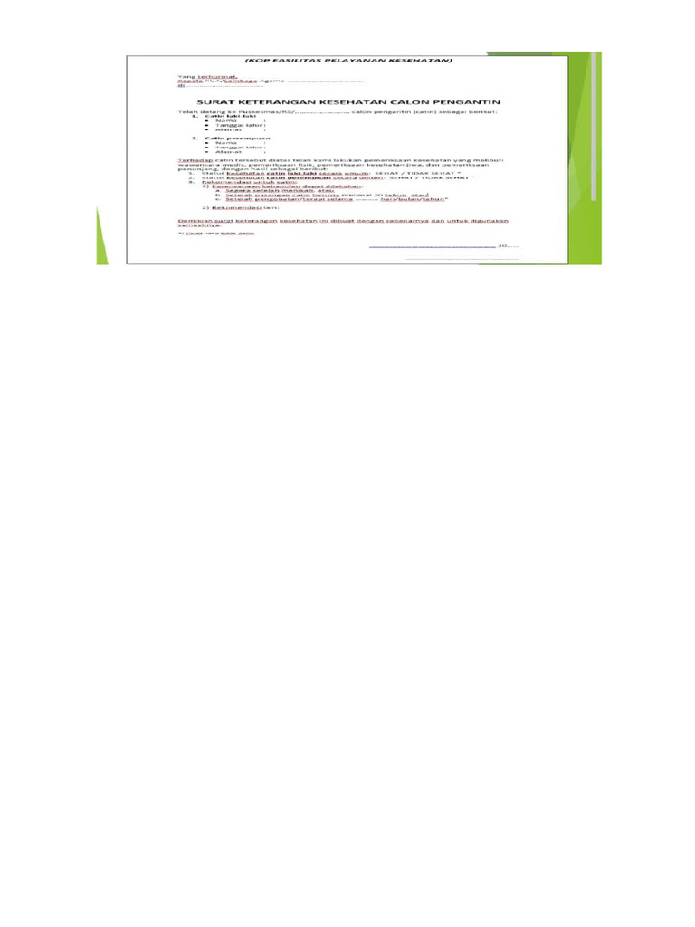 Surat Ket Catin | PDF