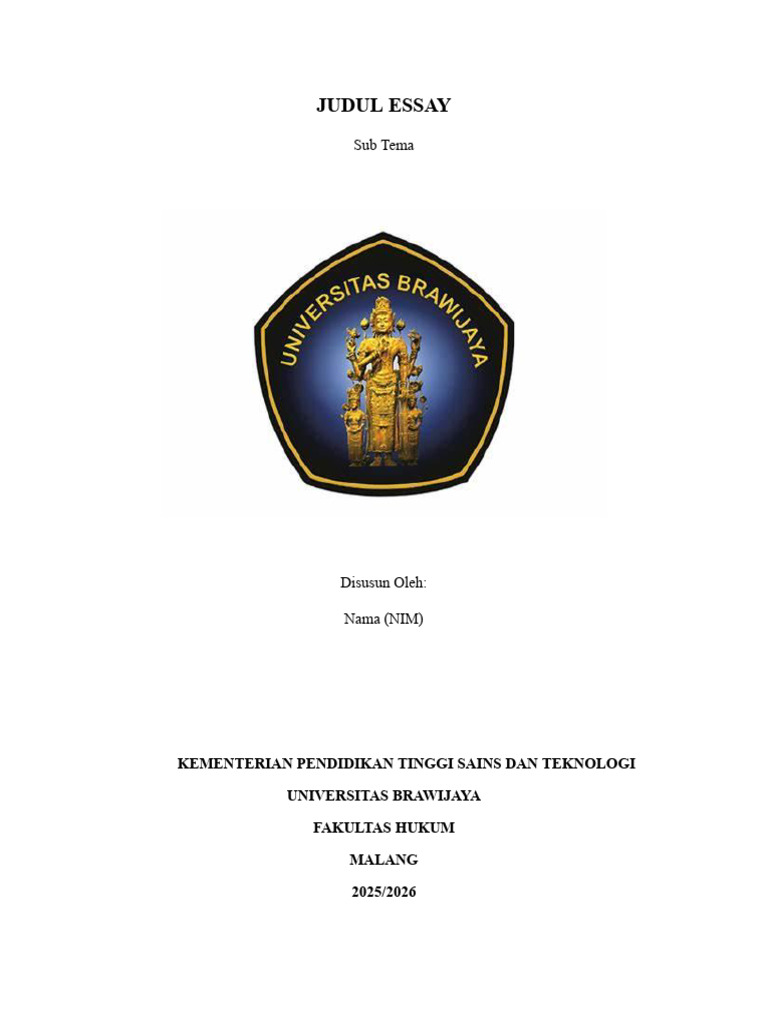 Contoh Cover Essay Mahasiswa 2025/2026 | PDF