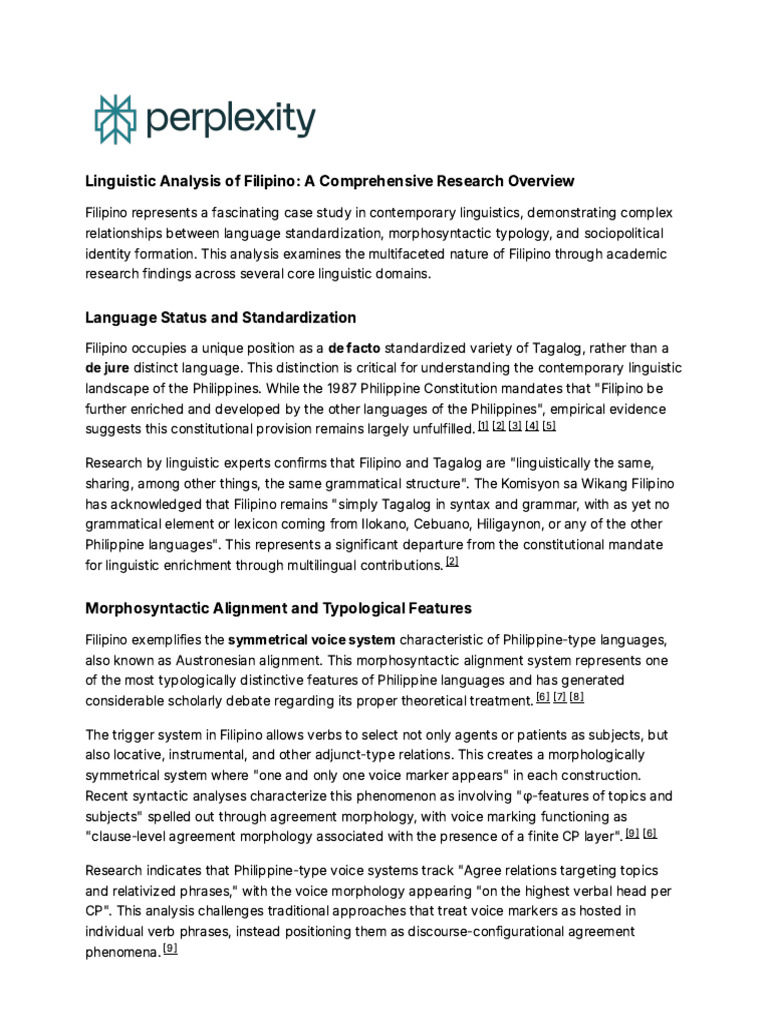 Linguistic Analysis of Filipino Language | PDF | Morphology ...
